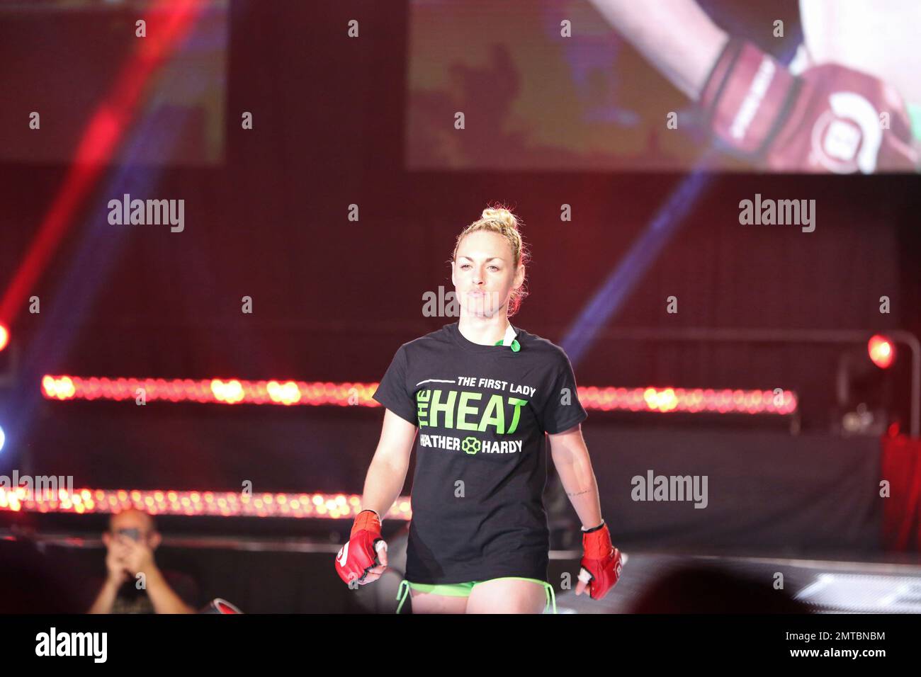 Heather Hardy walks to the ring for her bout against Alice Yauger at ...