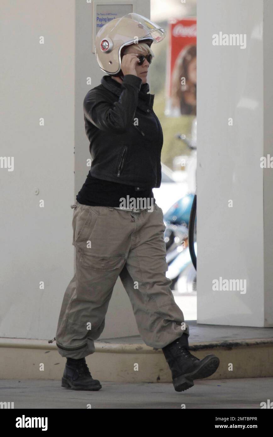 Alecia Moore, famously known as Pink, was seen riding her Harley ...