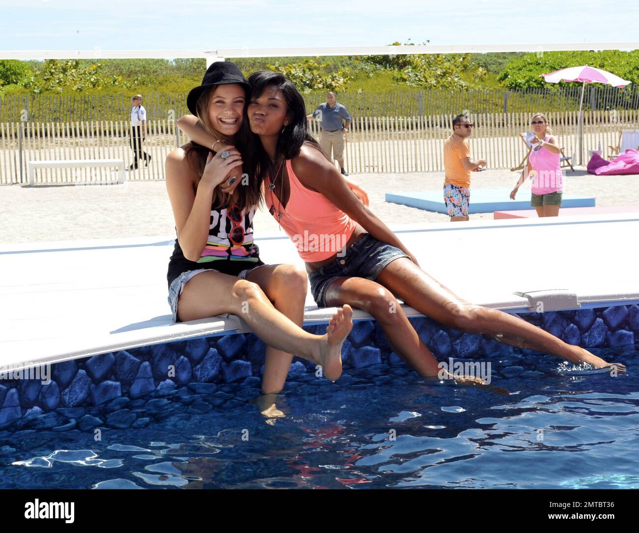 Victoria's Secret models Behati Prinsloo and Chanel Iman at the ...