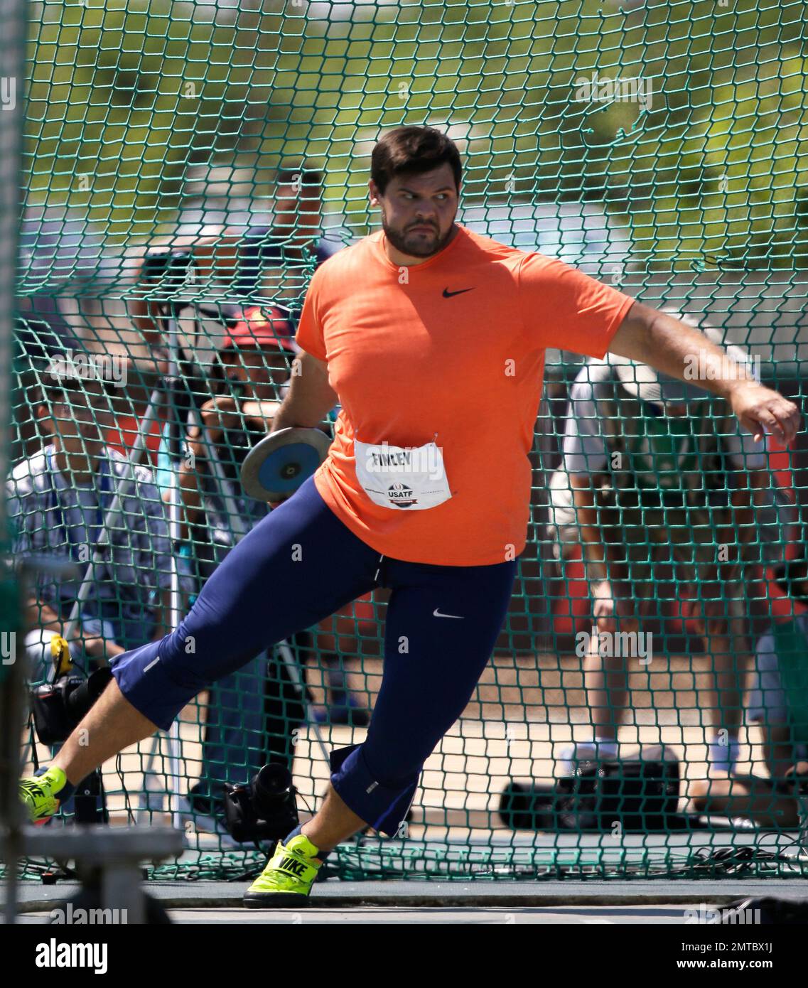 Mason Finley competes in the discus throw at the U.S. Track and Field ...