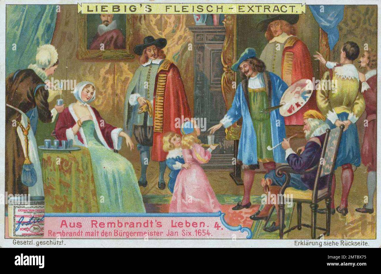 Bilderserie Aus dem Leben von Rembrandt, er malt den Bürgermeister Jan Six, 1654, digital ...