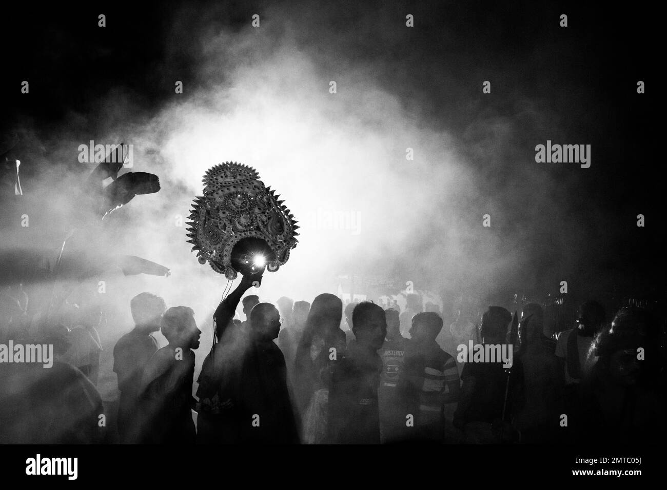 A grayscale shot of a holy ritual. Siliguri, India Stock Photo - Alamy