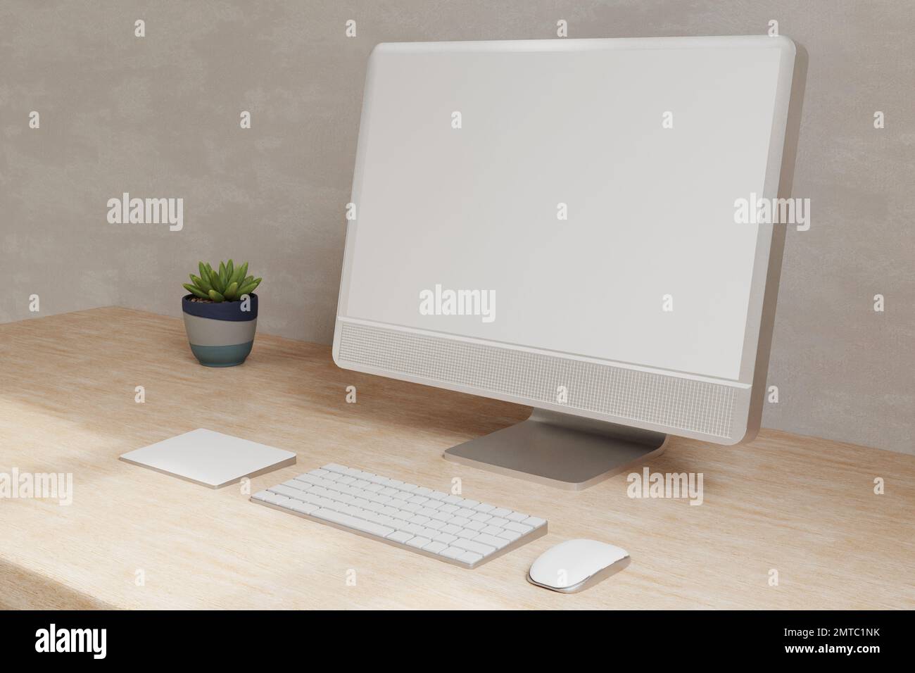 Minimal Scandinavian home working space interior design with blank PC ...