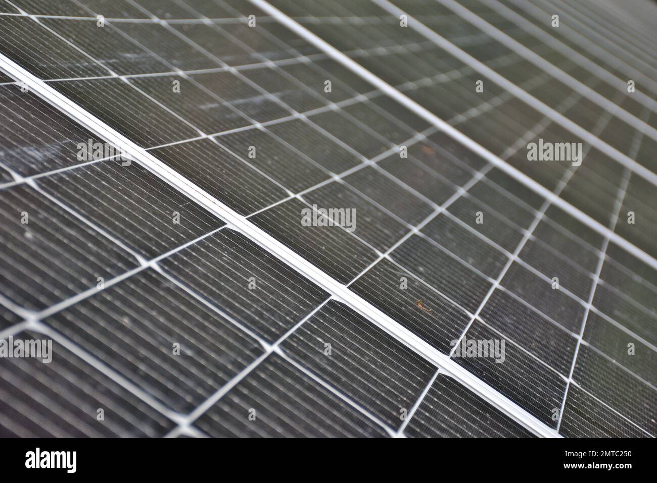 Installation of photovoltaic panels. Macro photography and perspective ...