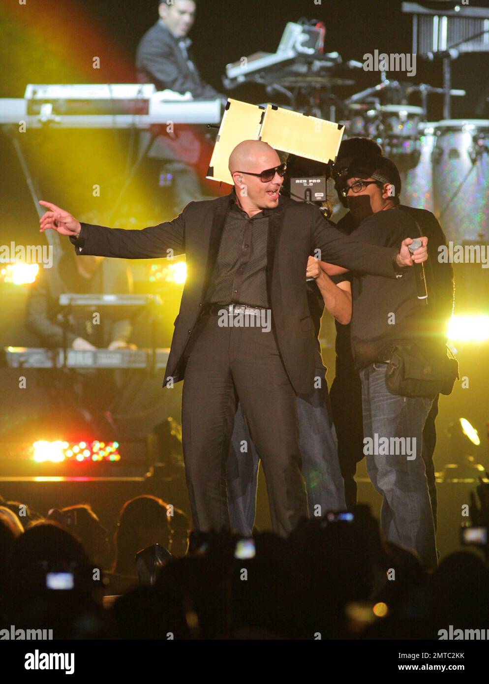 Miami Rapper Pitbull performs during the "Euphoria World Tour" in his ...