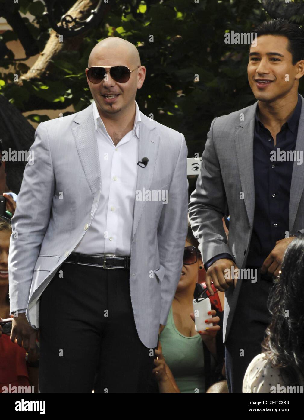 Rapper Pitbull makes an appearance for an interview with Mario Lopez at ...