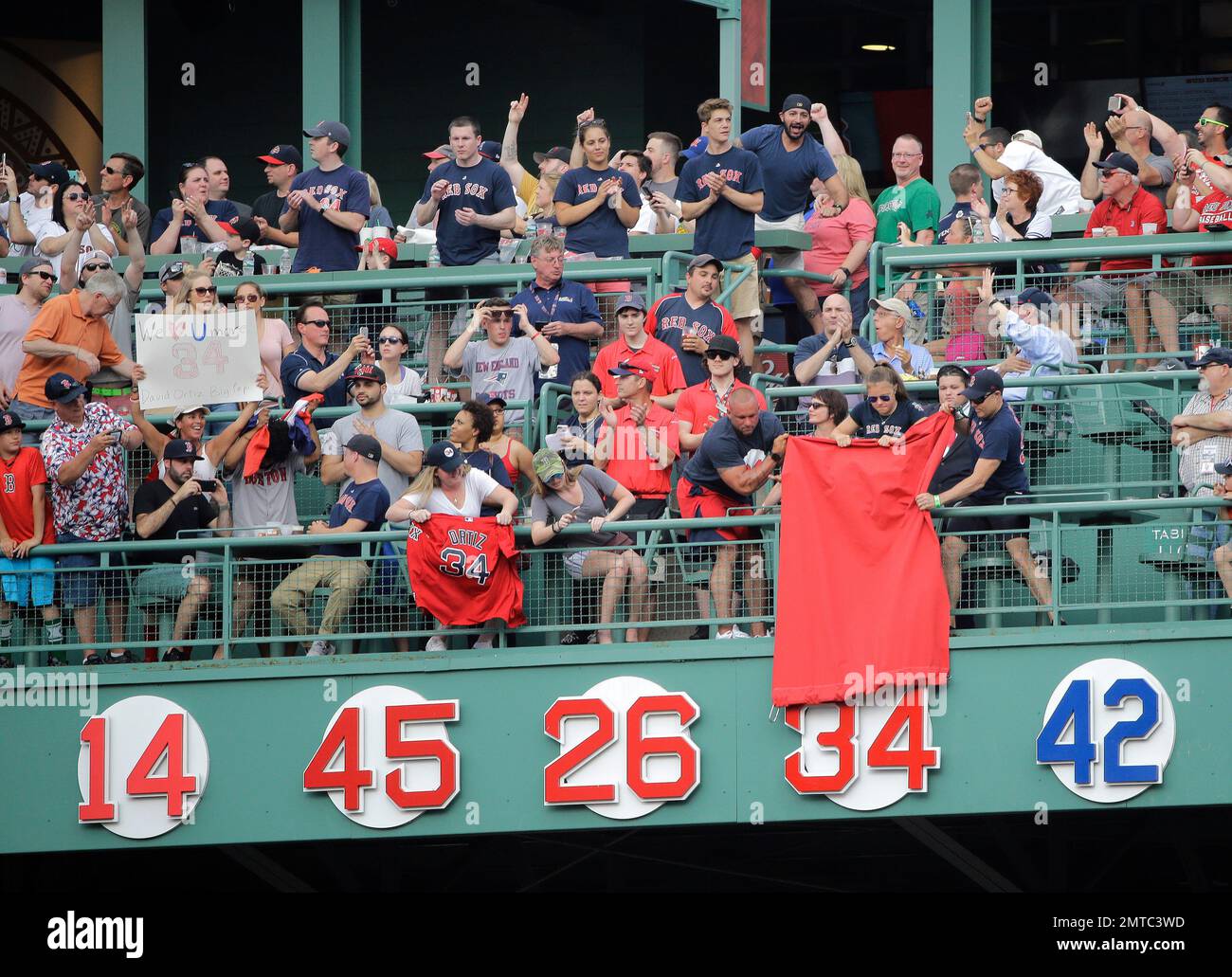 The No. 34 is unveiled on the right field upper deck, Friday, June 23 ...
