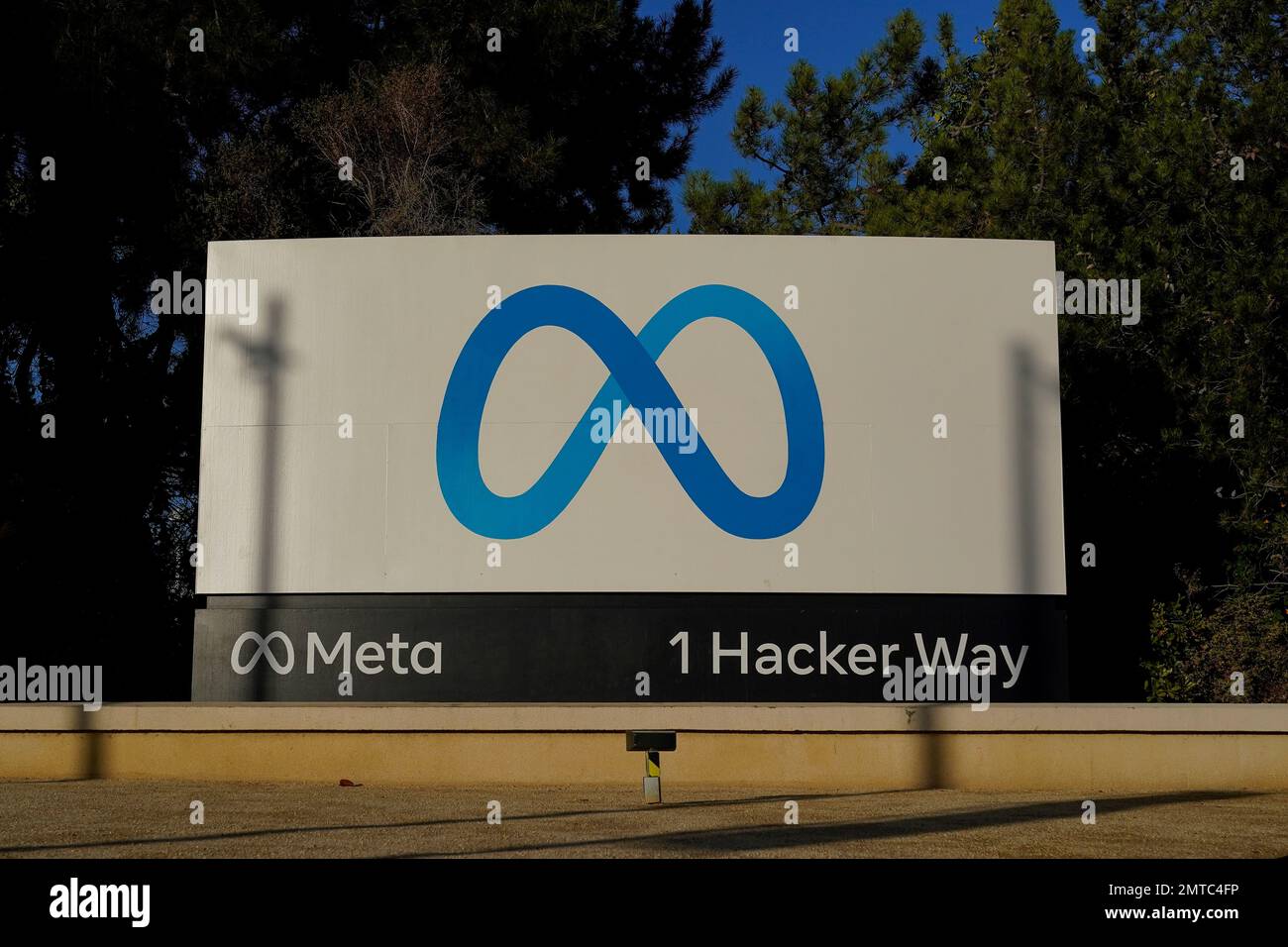 FILE - Meta's logo can be seen on a sign at the company's headquarters ...