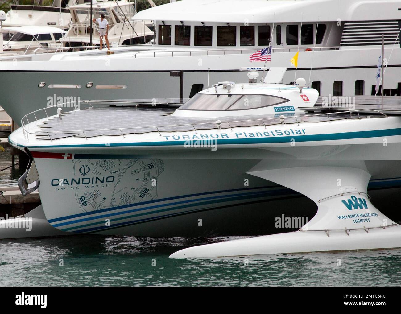 The world's largest solar-powered boat, the TóRANOR PlanetSolar, docks ...