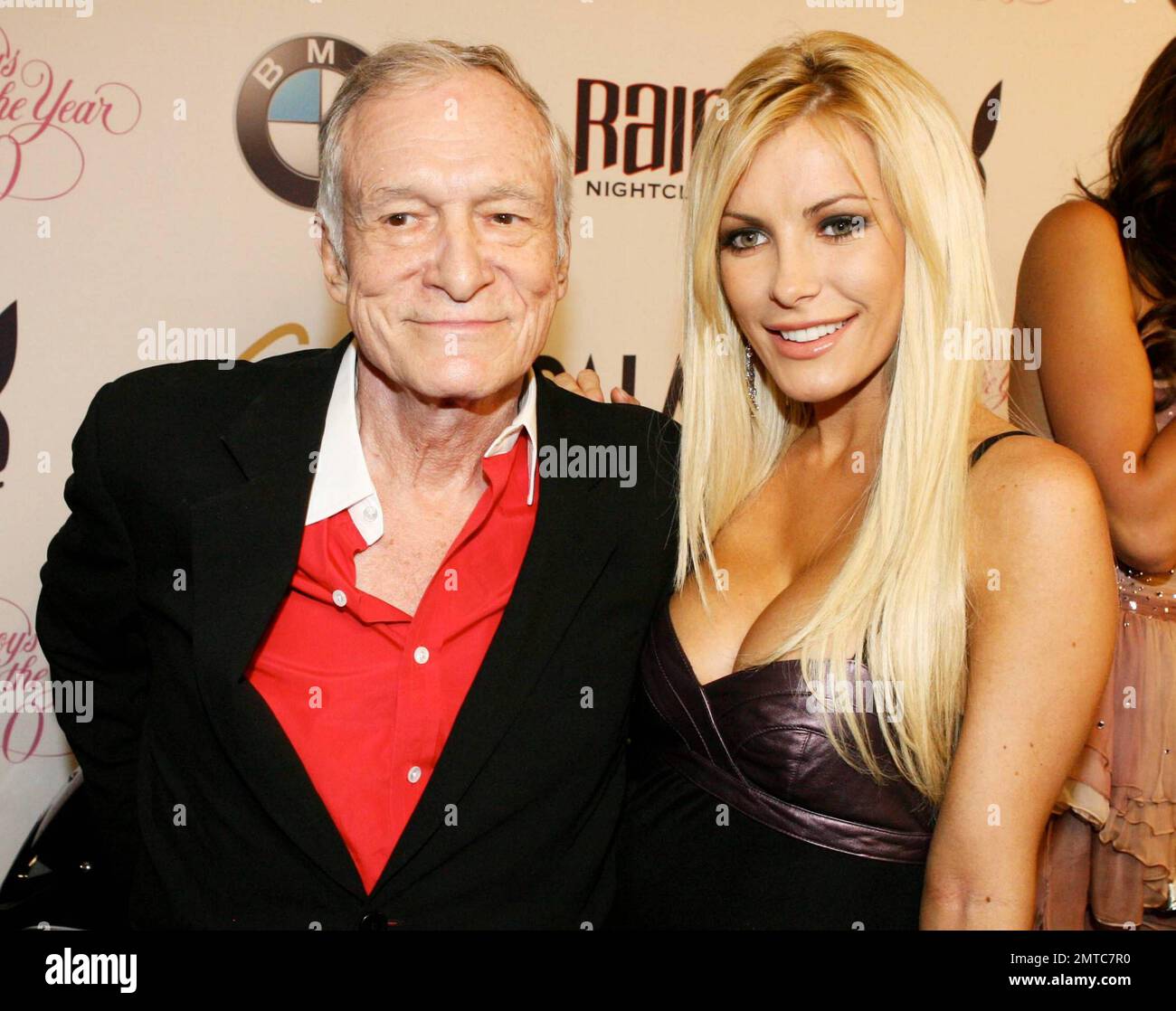 Hugh Hefner and girlfriend Crystal Harris arrive at Rain Nightclub inside the Palms Casino ...