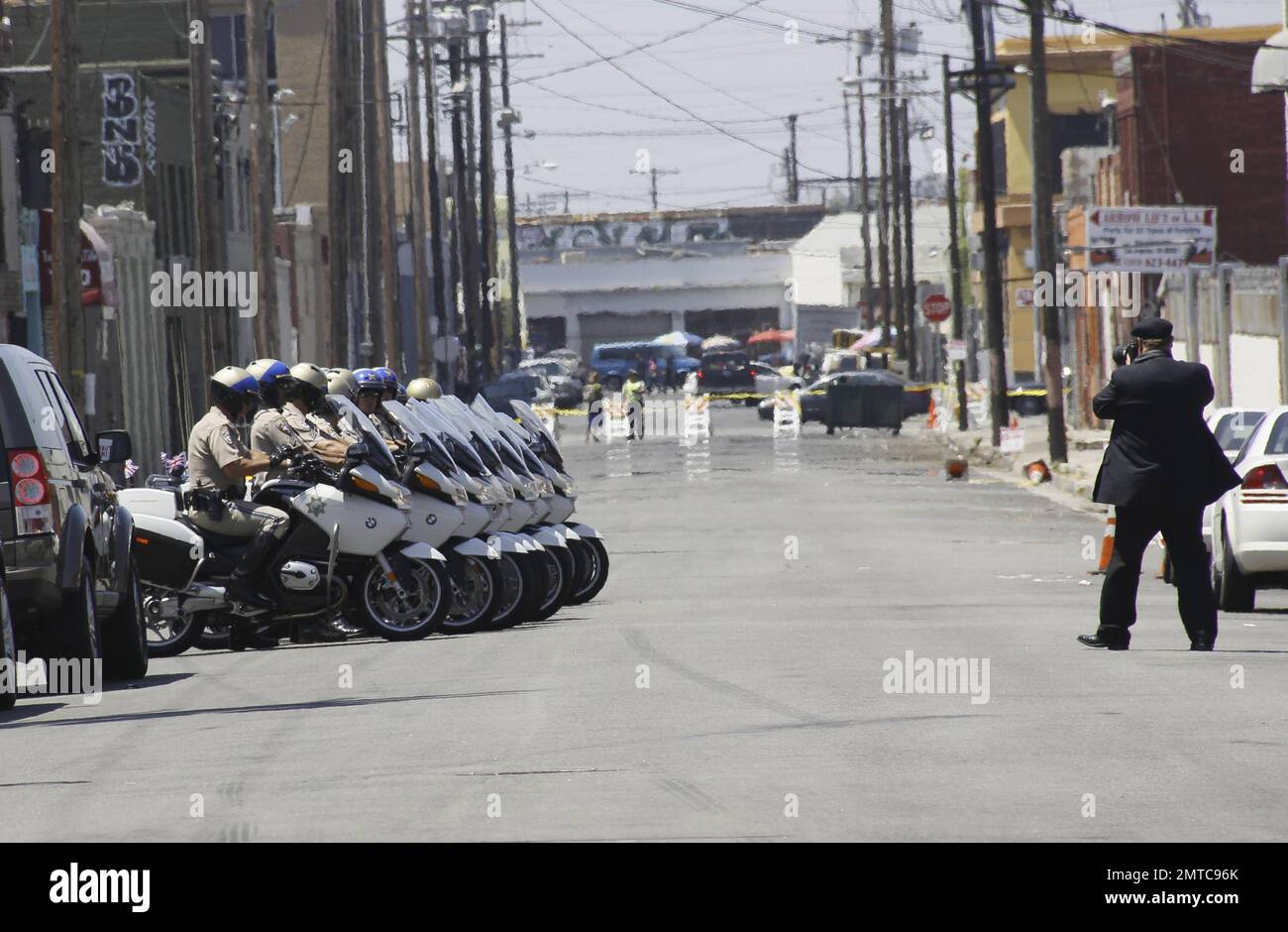 Police form a motorcade with their bikes, complete with mini Union Jack ...