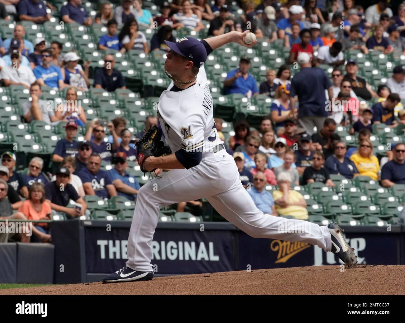 Milwaukee Brewers starting pitcher Chase Anderson throws during the ...