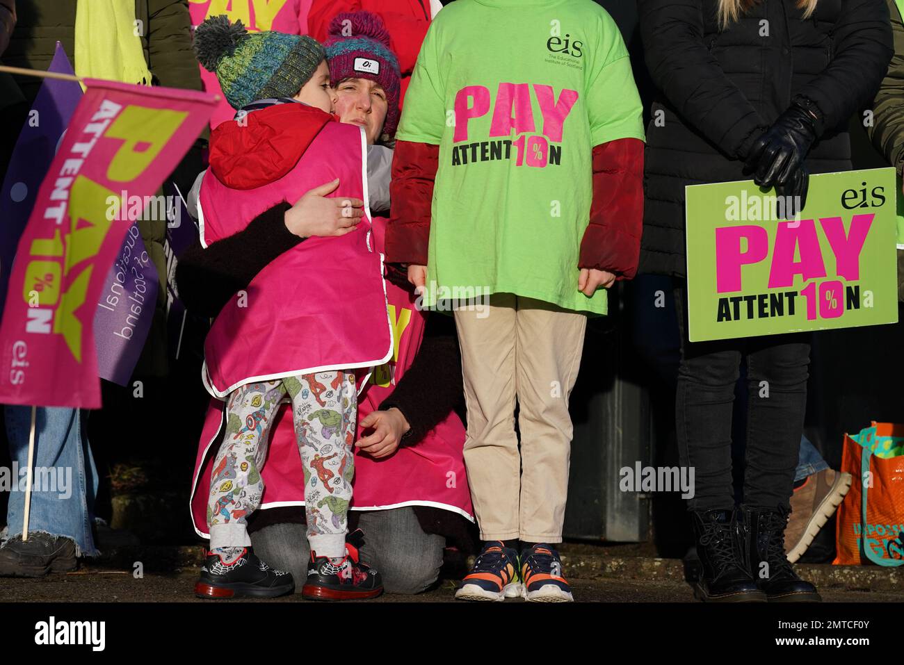 Teachers from the Educational Institute of Scotland (EIS) union hold a ...