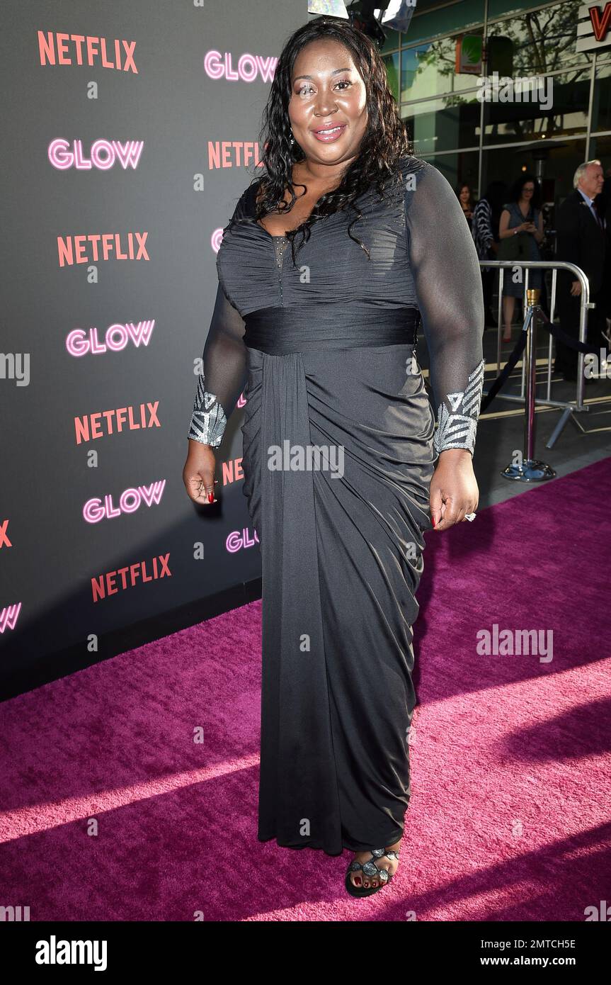 Kia Stevens attends the LA Premiere of "Glow" at ArcLight Hollywood on ...