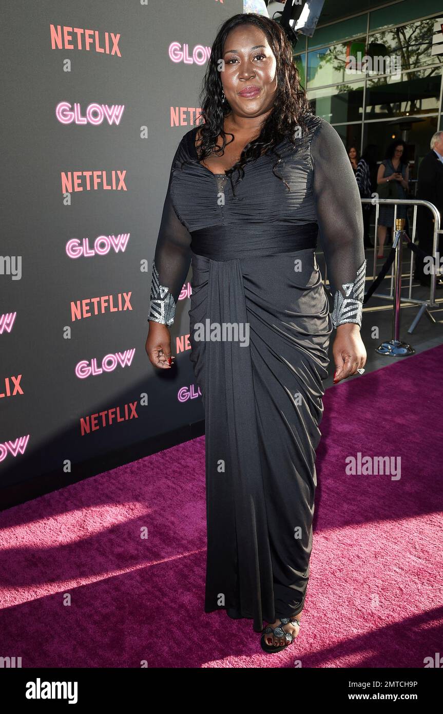 Kia Stevens attends the LA Premiere of "Glow" at ArcLight Hollywood on ...
