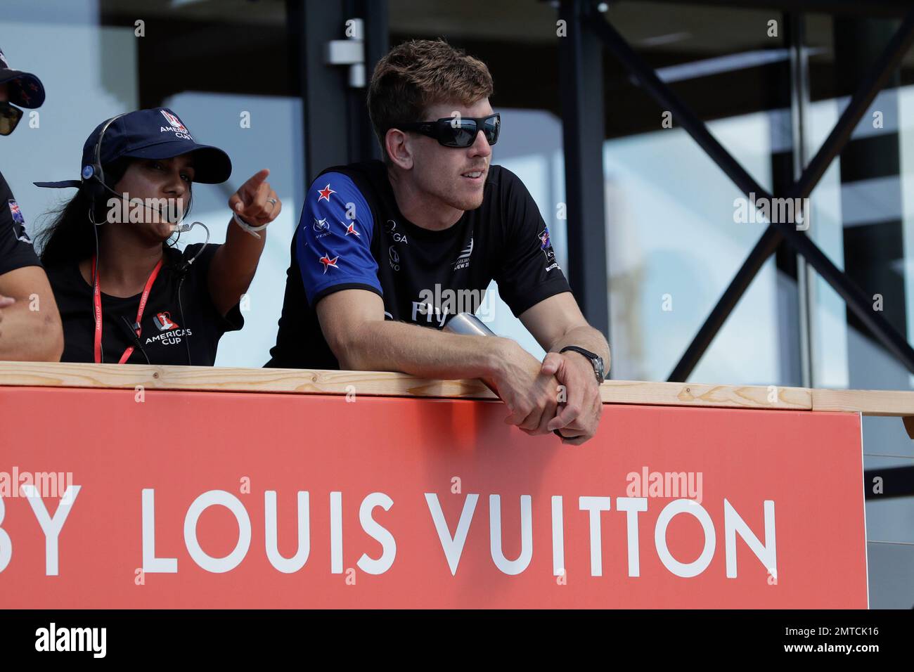 Emirates Team New Zealand Helmsman Peter Burling looks on before a Red ...