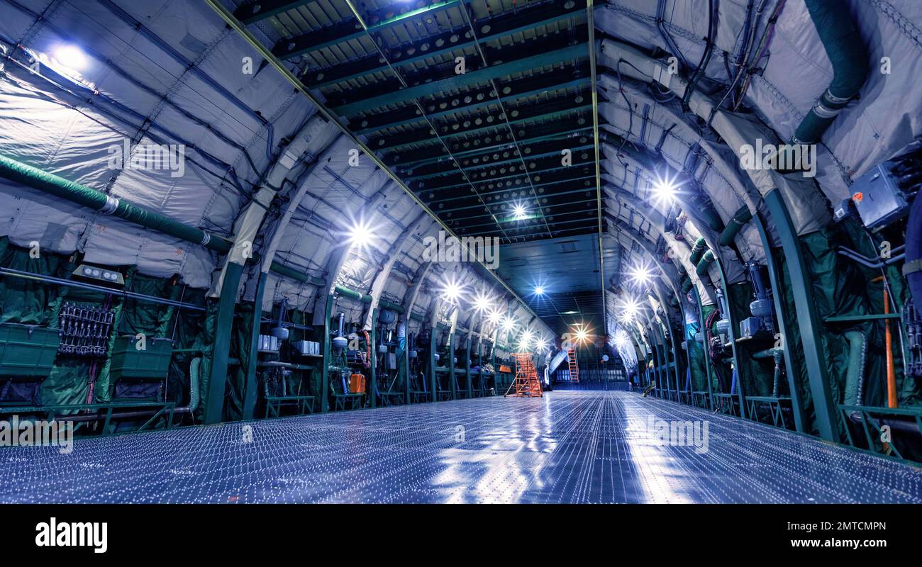 Cargo compartment of a cargo plane, commercial aviation, cargo ...