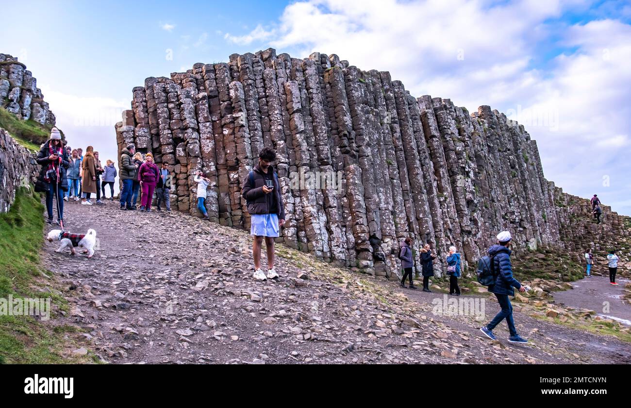 GIANT'S CAUSEWAY, NORTHERN IRELAND, UK - NOVEMBER 05 2022 : People ...