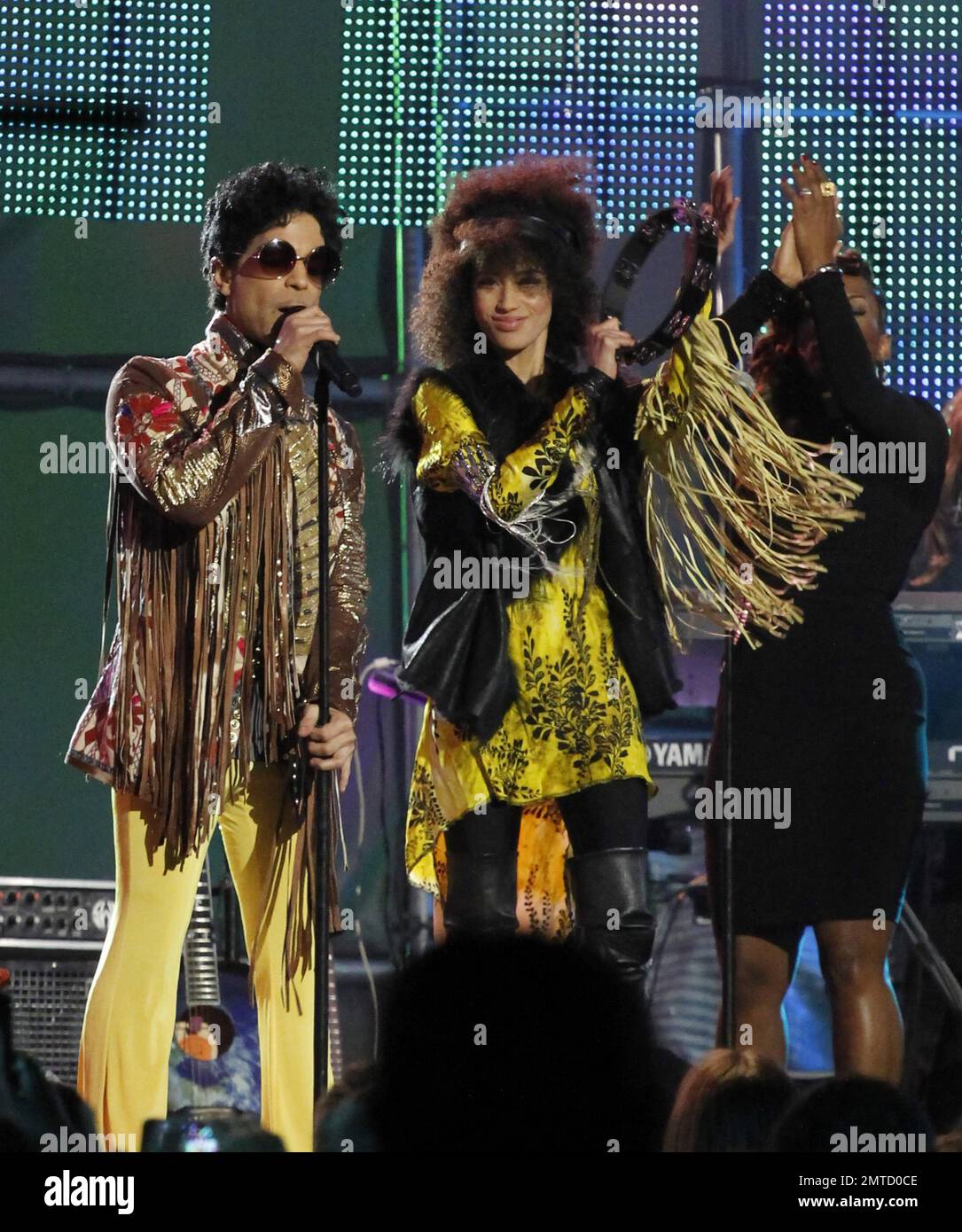 Prince gives a live performance on the 'Jimmy Kimmel Live!' stage in ...