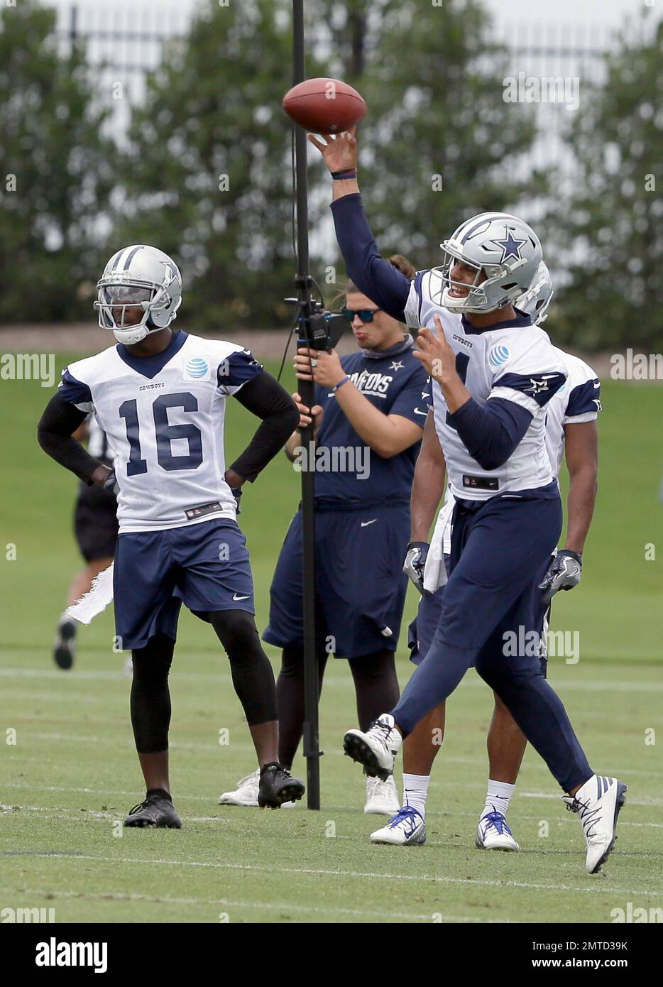 In this photo taken June 14, 2017, Dallas Cowboys quarterback Dak ...
