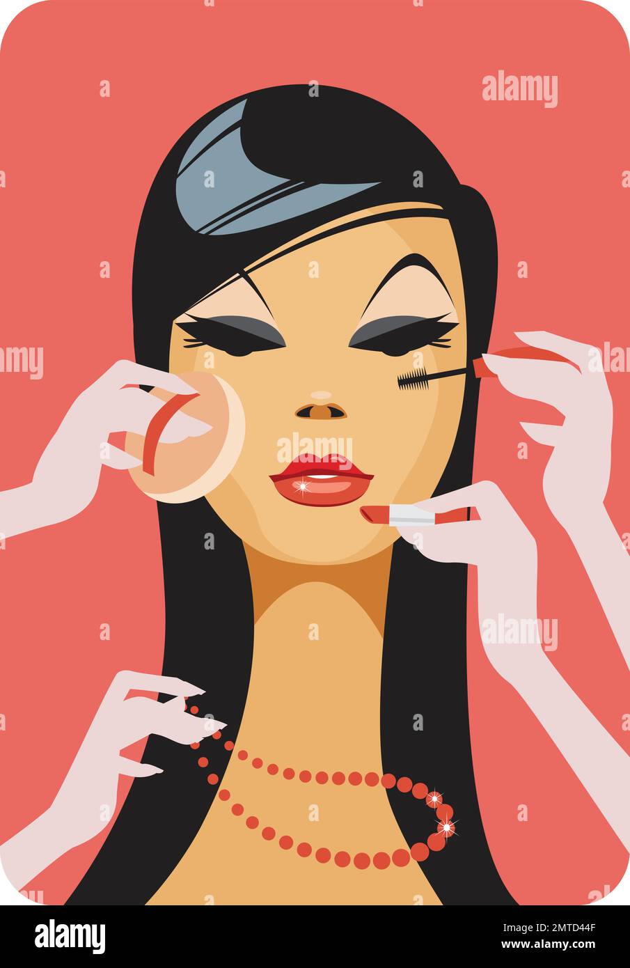 Beauty Salon Concept Female Head With Hands Doing Make Up Styling