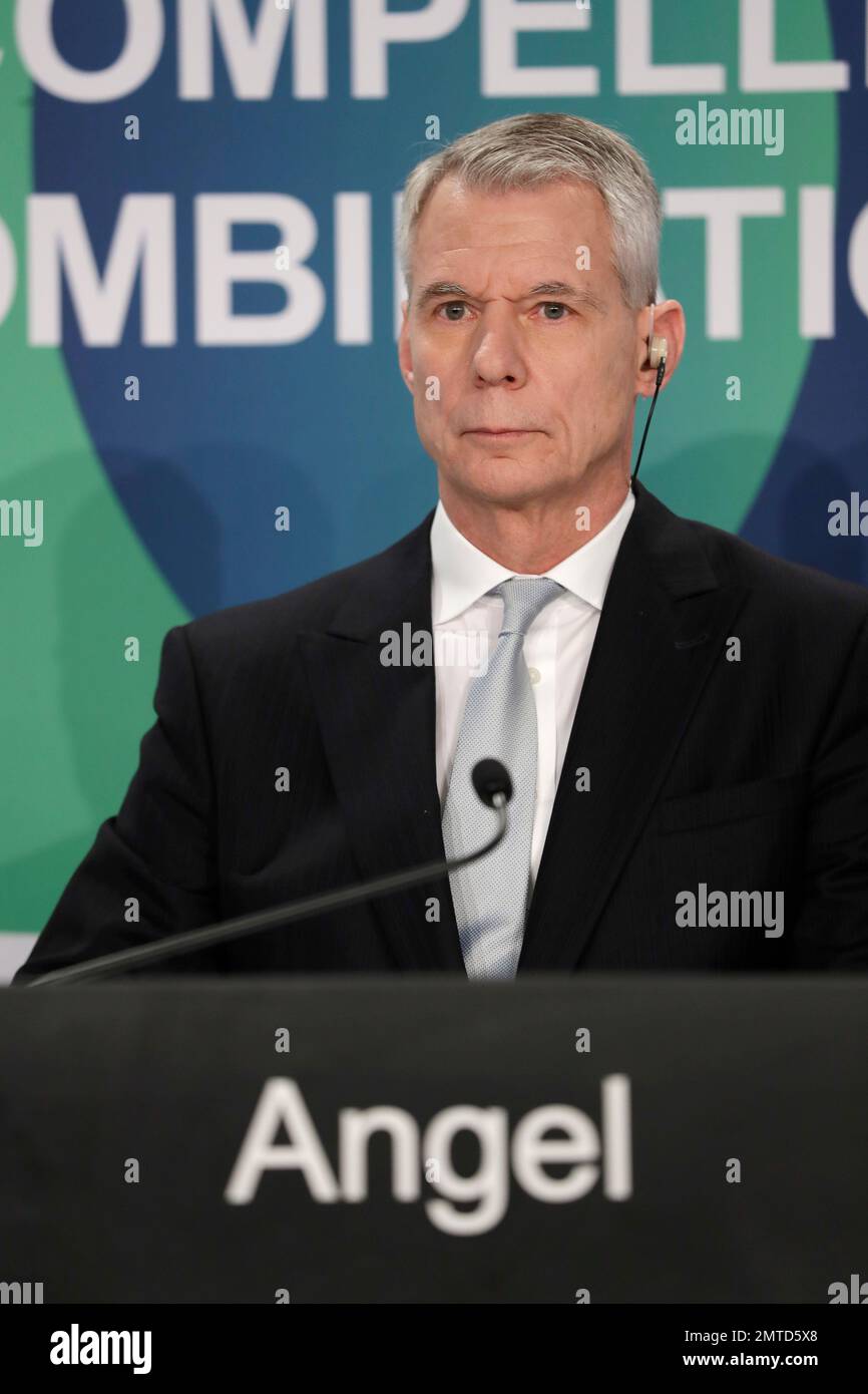 Praxair CEO Steve Angel in Munich, Germany, Friday, June 2, 2017, after ...