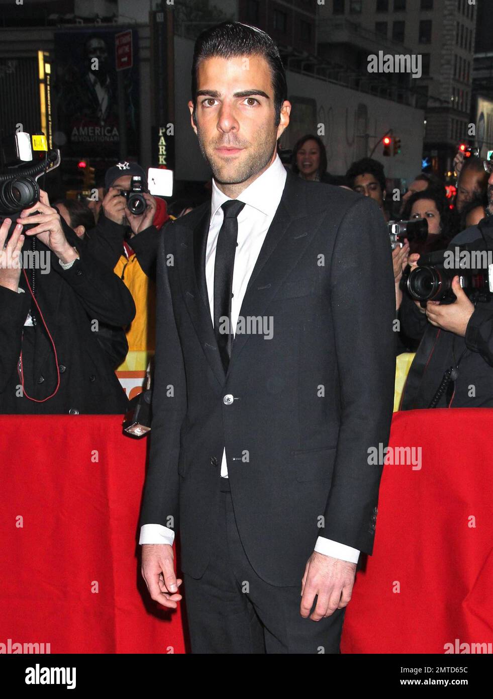 Zachary Quinto walks the red carpet at the premiere of the Broadway ...
