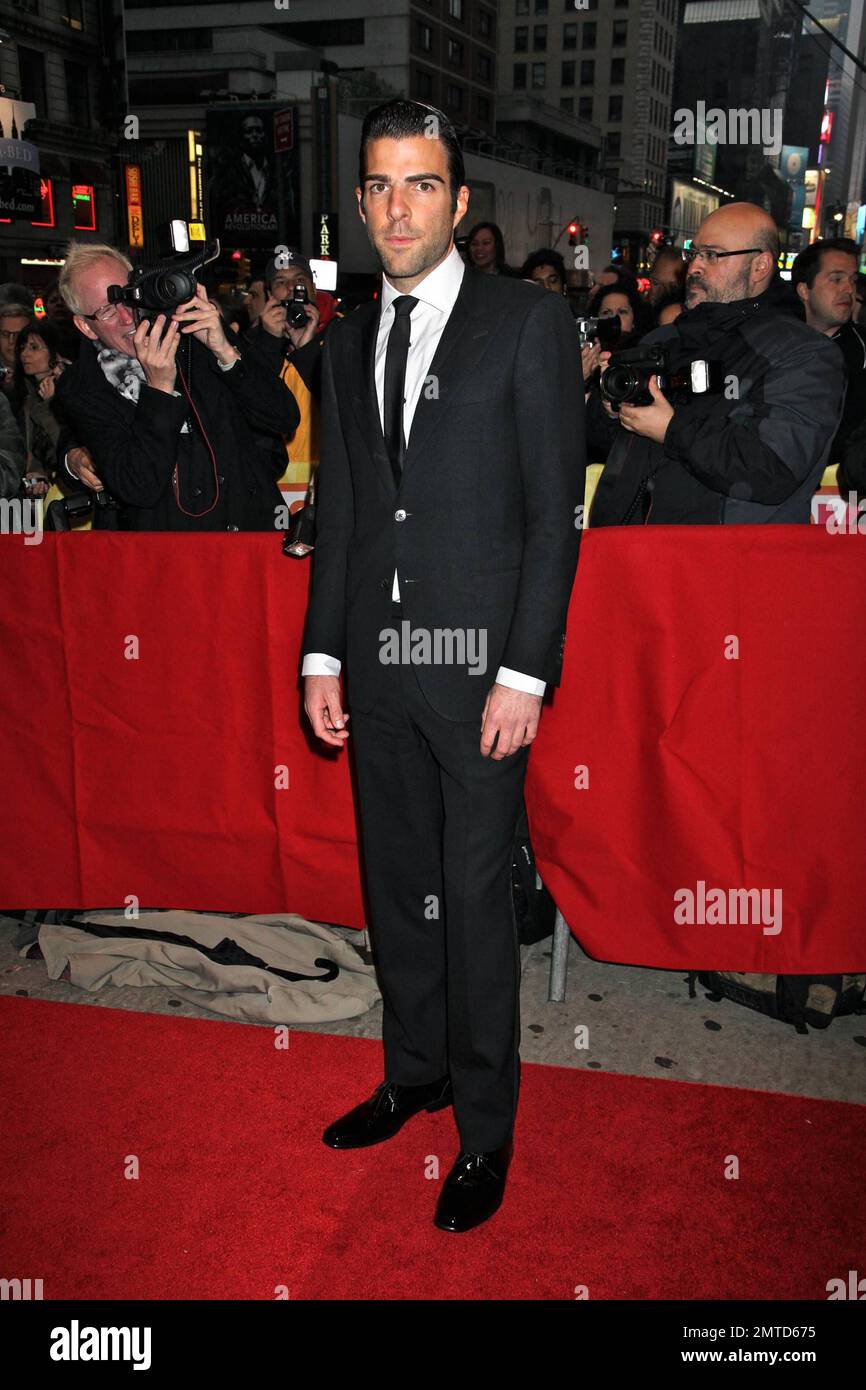 Zachary Quinto walks the red carpet at the premiere of the Broadway ...