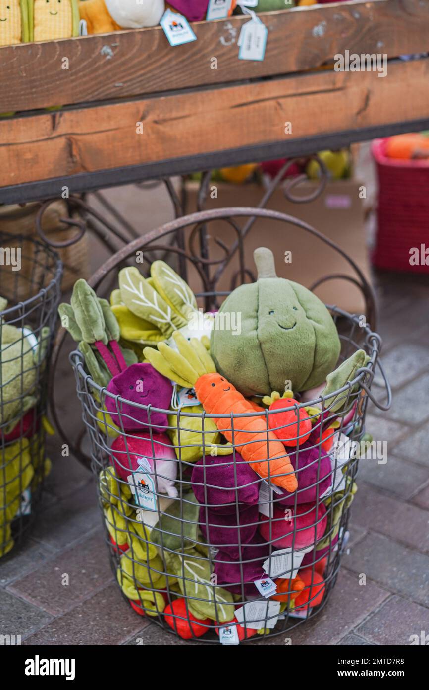 Jellycat teddy display in shops - vegetable characters Stock Photo - Alamy