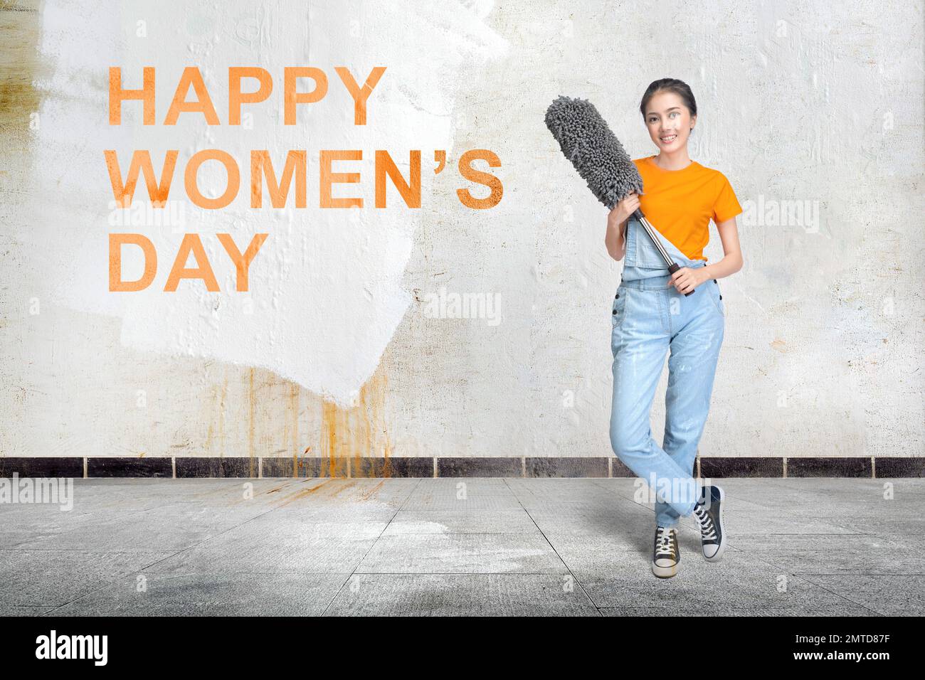 Girl with feather duster hi-res stock photography and images - Alamy