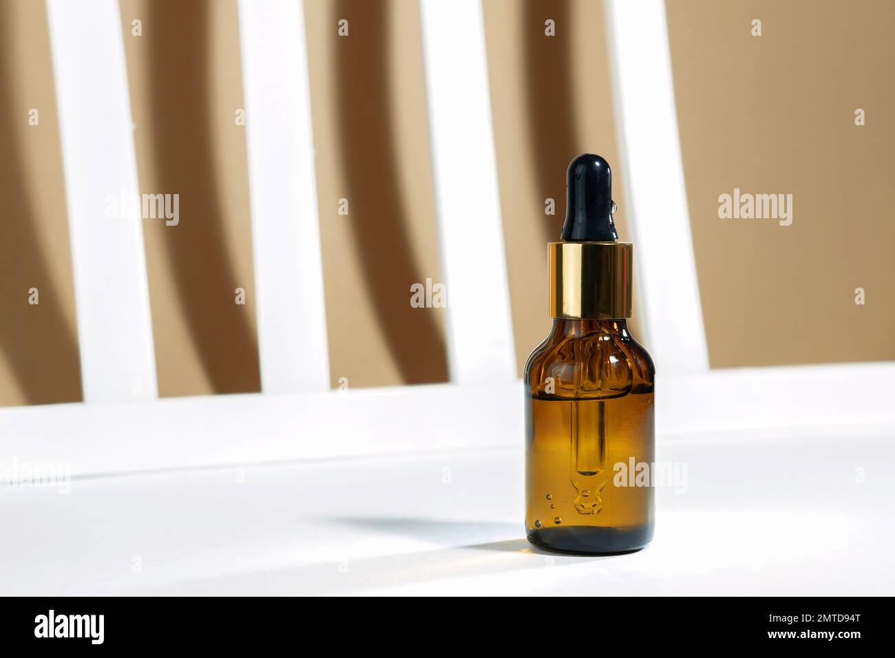 Dropper glass bottle mockup on geometric yellow and white gray ...