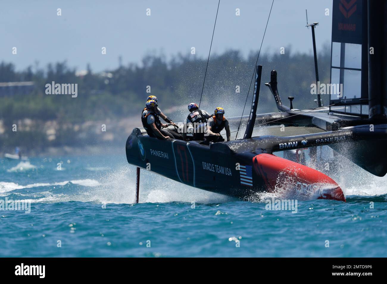 Oracle Team USA maneuvers before the start of the third race of America ...