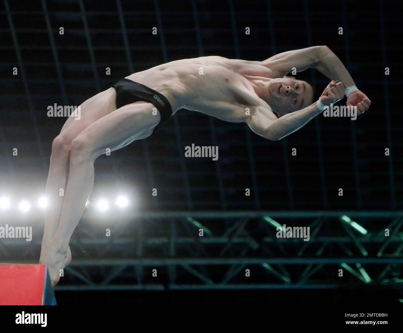 French diver Benjamin Auffret competes on his way to win the gold medal ...