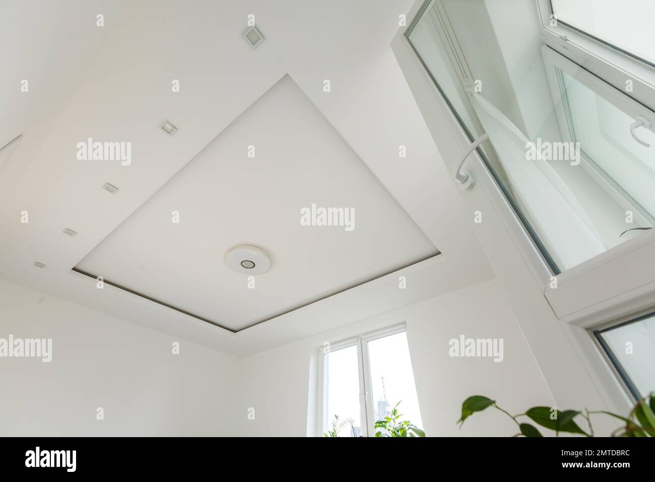 living room ceiling halogen spots Stock Photo - Alamy