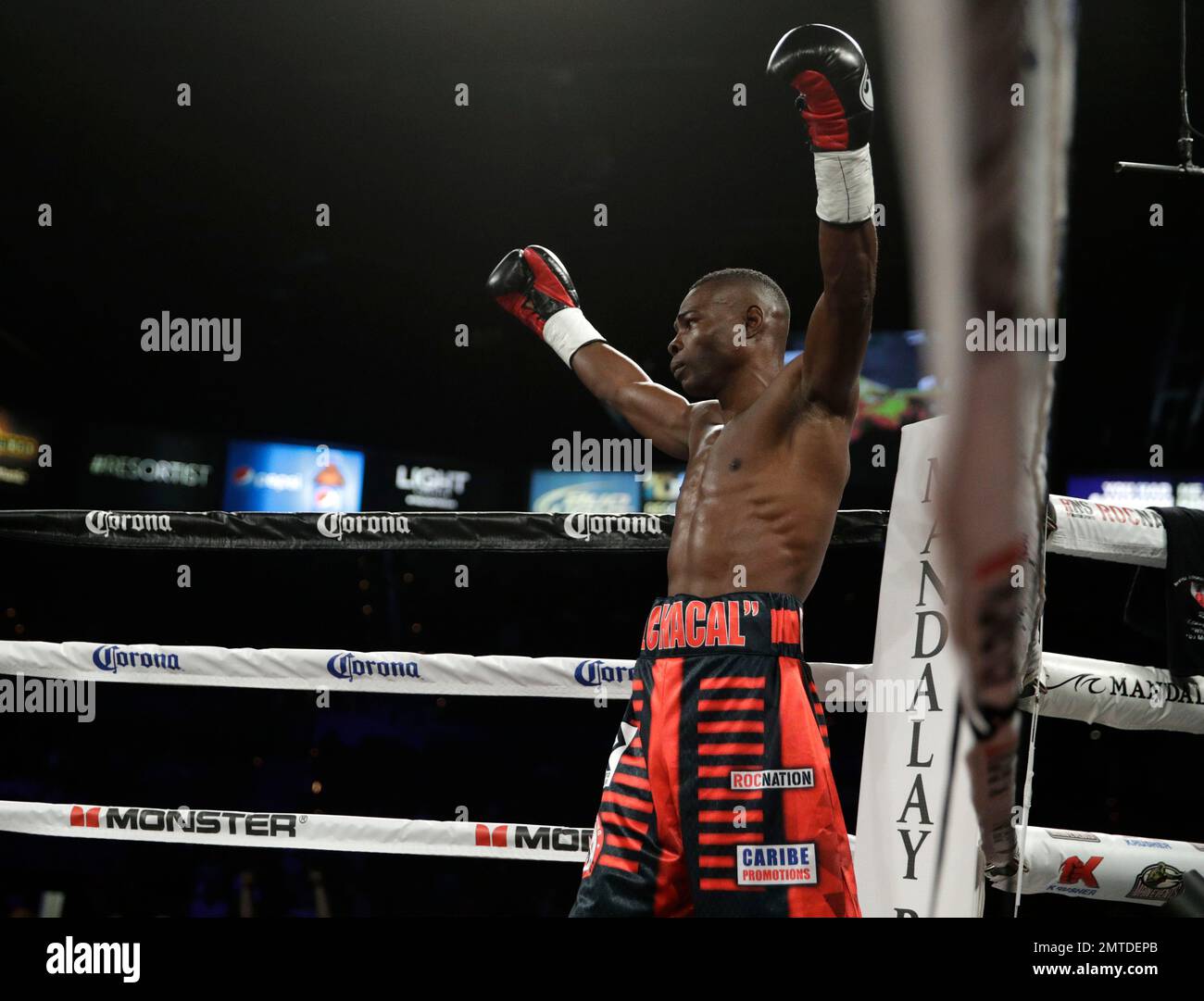 Guillermo Rigondeaux celebrates after defeating Moises Flores during a ...