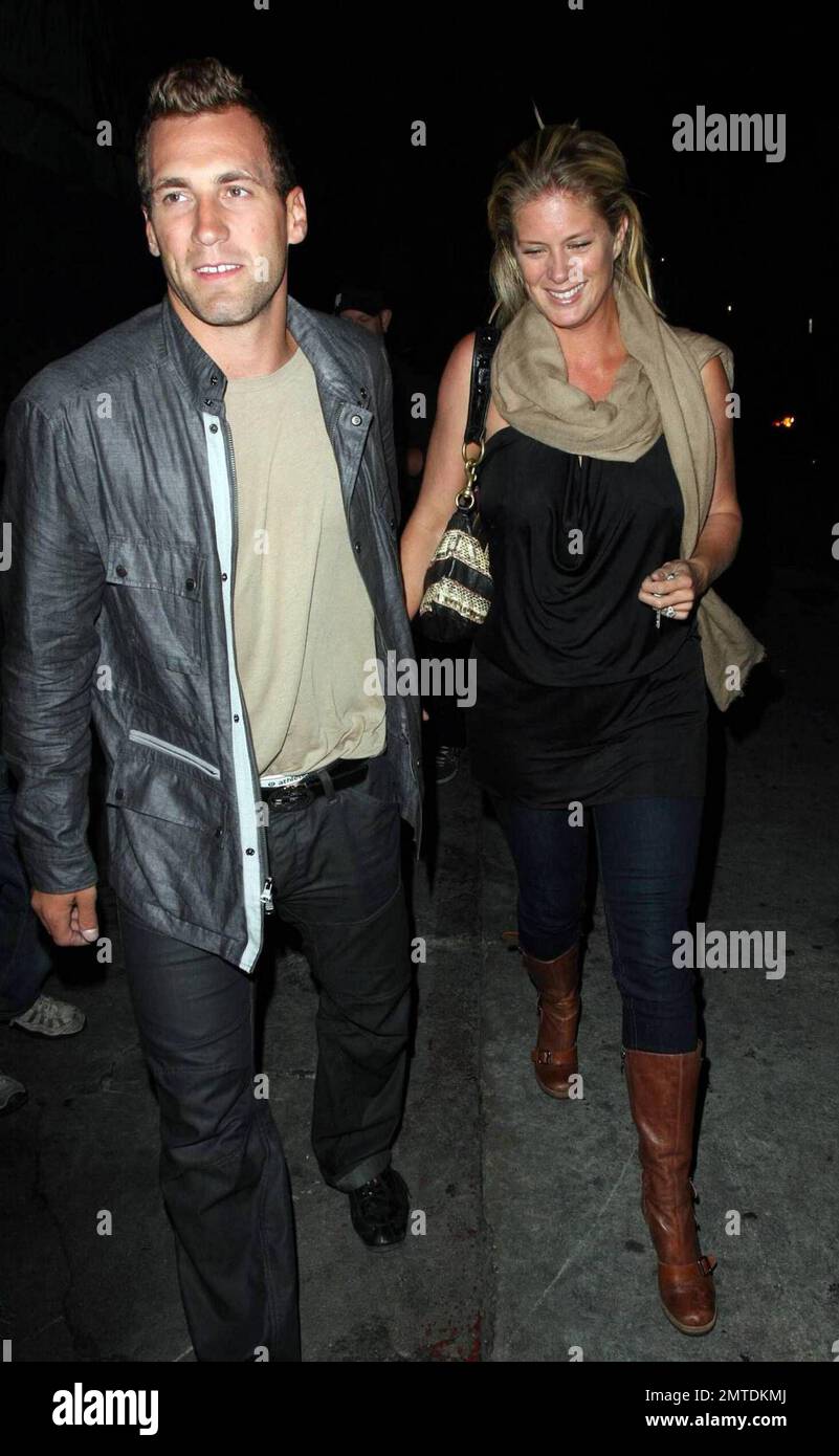 Supermodel Rachel Hunter steps out with her fiance Jarret Stoll to pay a visit to My House ...