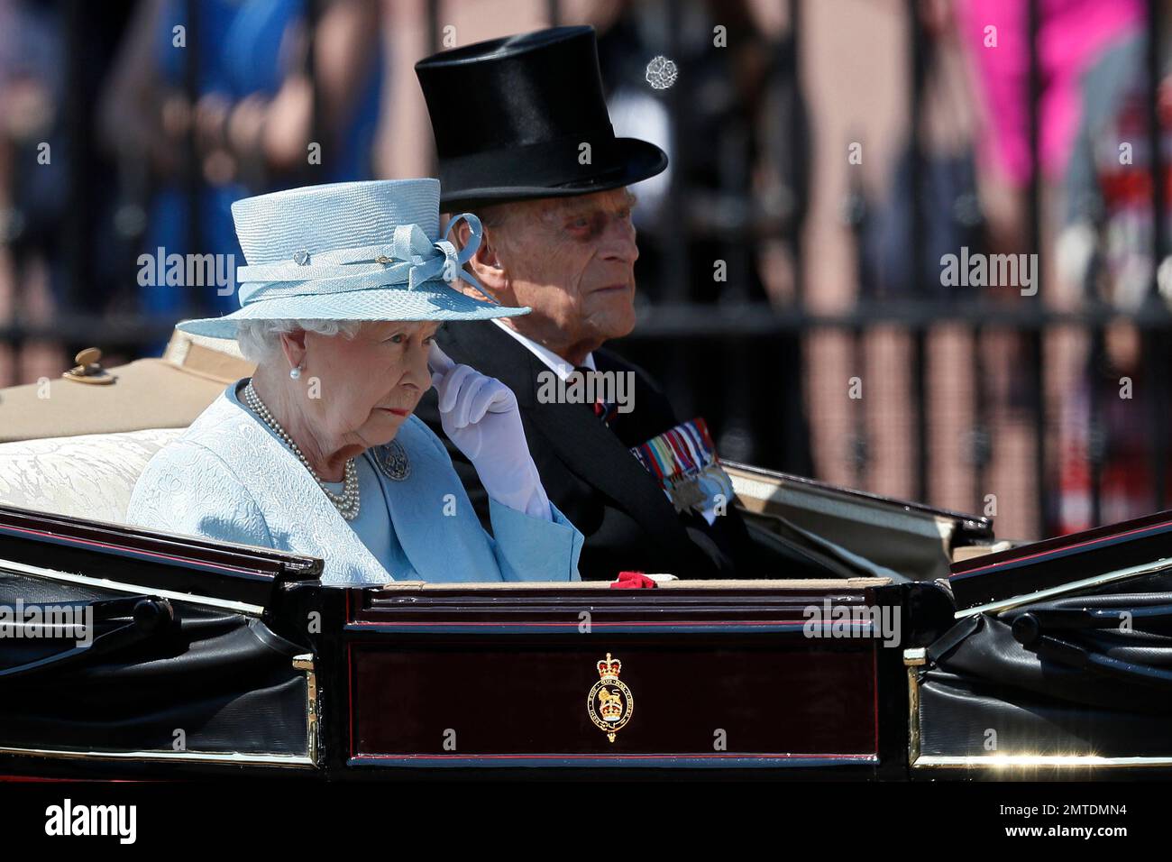Britain's Queen Elizabeth II and The Duke of Edinburgh leave Buckingham ...
