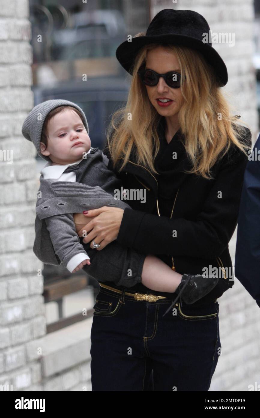 Stylist Rachel Zoe wears all black as she strolls with son Skyler while ...