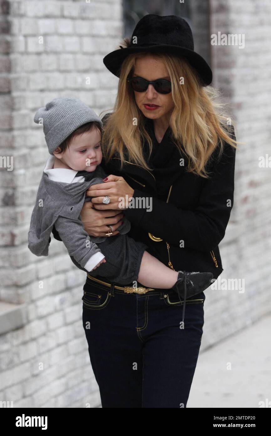 Stylist Rachel Zoe wears all black as she strolls with son Skyler while ...
