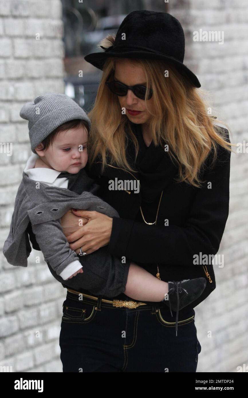 Stylist Rachel Zoe wears all black as she strolls with son Skyler while ...