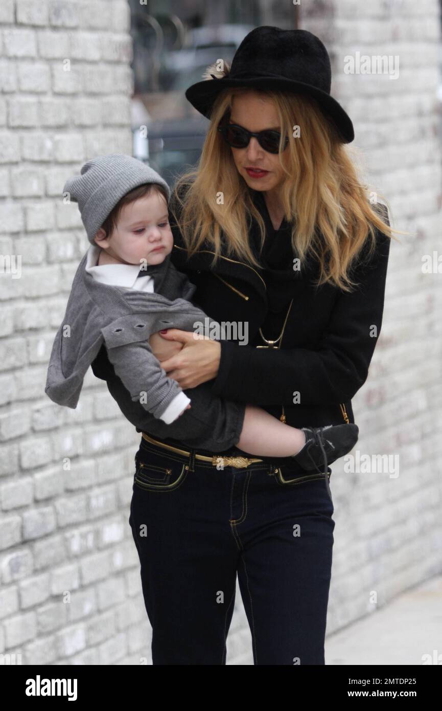 Stylist Rachel Zoe wears all black as she strolls with son Skyler while ...