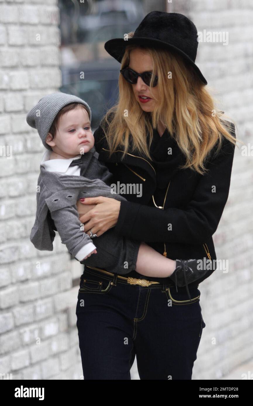Stylist Rachel Zoe wears all black as she strolls with son Skyler while ...