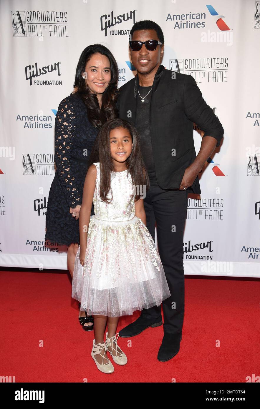 Kenneth "Babyface" Edmonds with wife and daughter arrive at the 48th ...