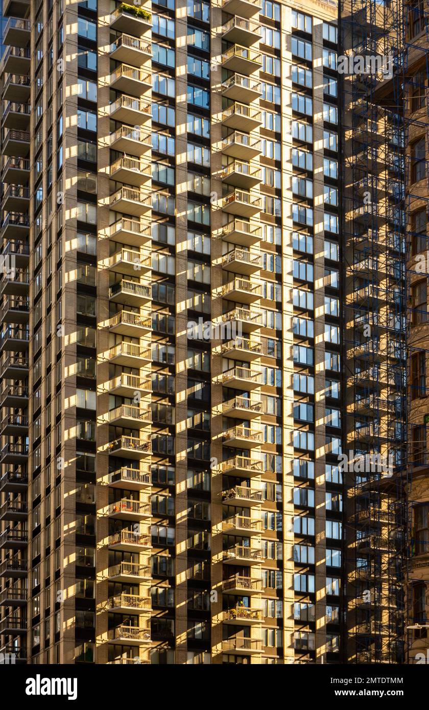 Abstract light on windows of a skyscraper in Manhattan New York City ...