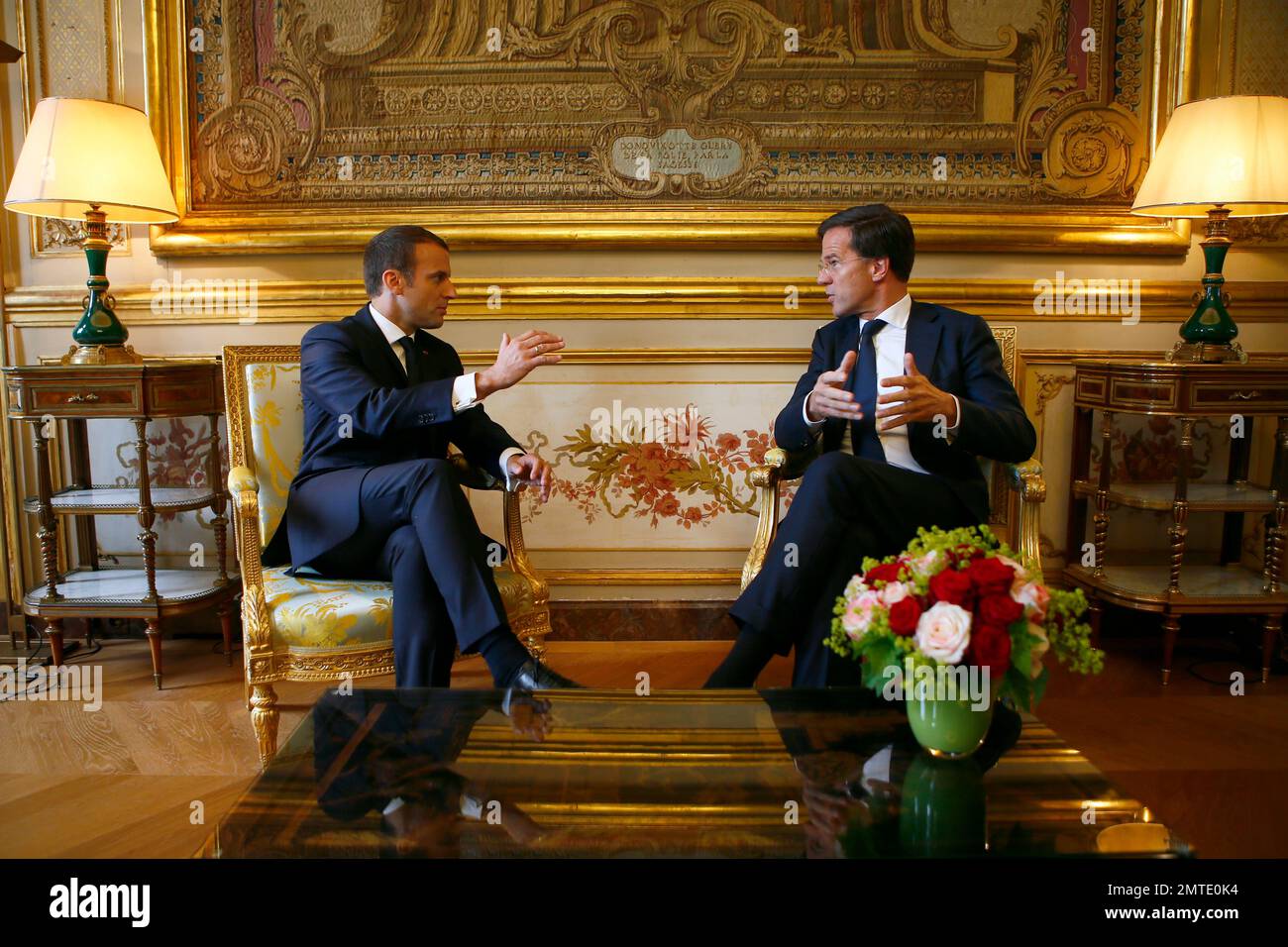 French President Emmanuel Macron meets Dutch Prime Minister Mark Rutte ...