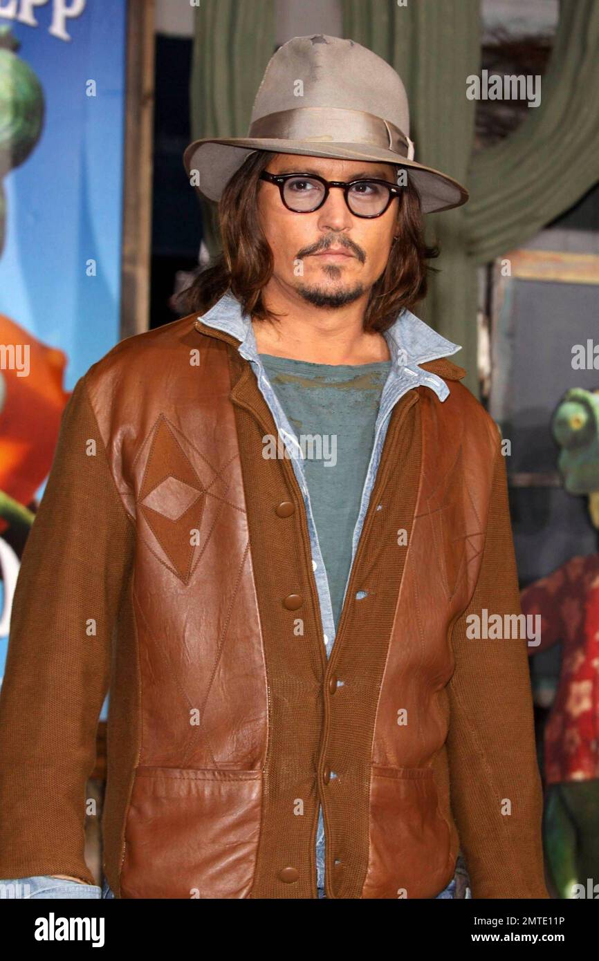 Johnny Depp attending the Los Angeles premiere of "Rango" at the ...