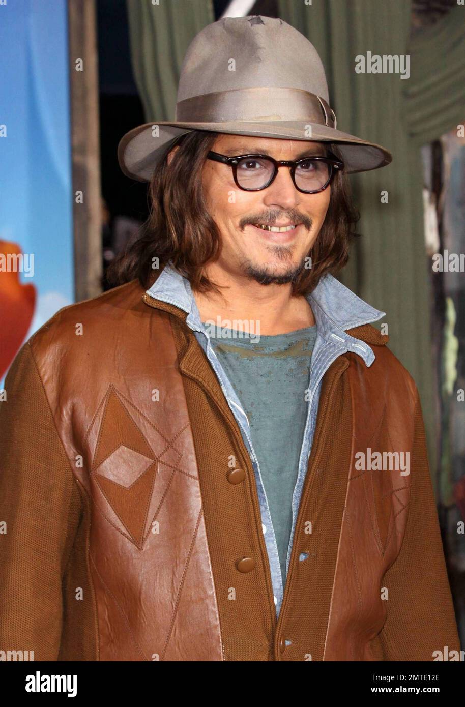 Johnny Depp attending the Los Angeles premiere of "Rango" at the ...