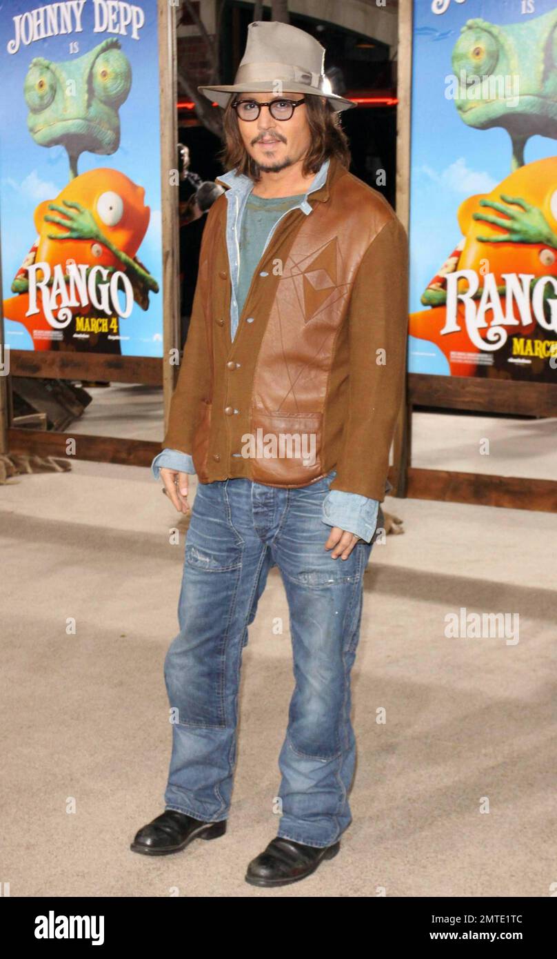 Johnny Depp attending the Los Angeles premiere of "Rango" at the ...