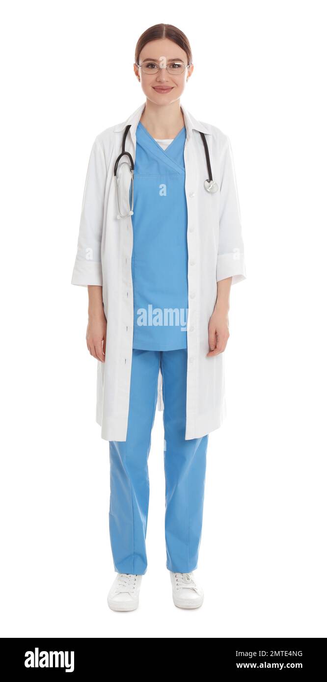 Full length portrait of doctor on white background Stock Photo - Alamy