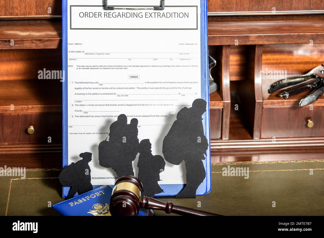 Immigration Removal Order. Silhouettes of people illegally crossing the ...